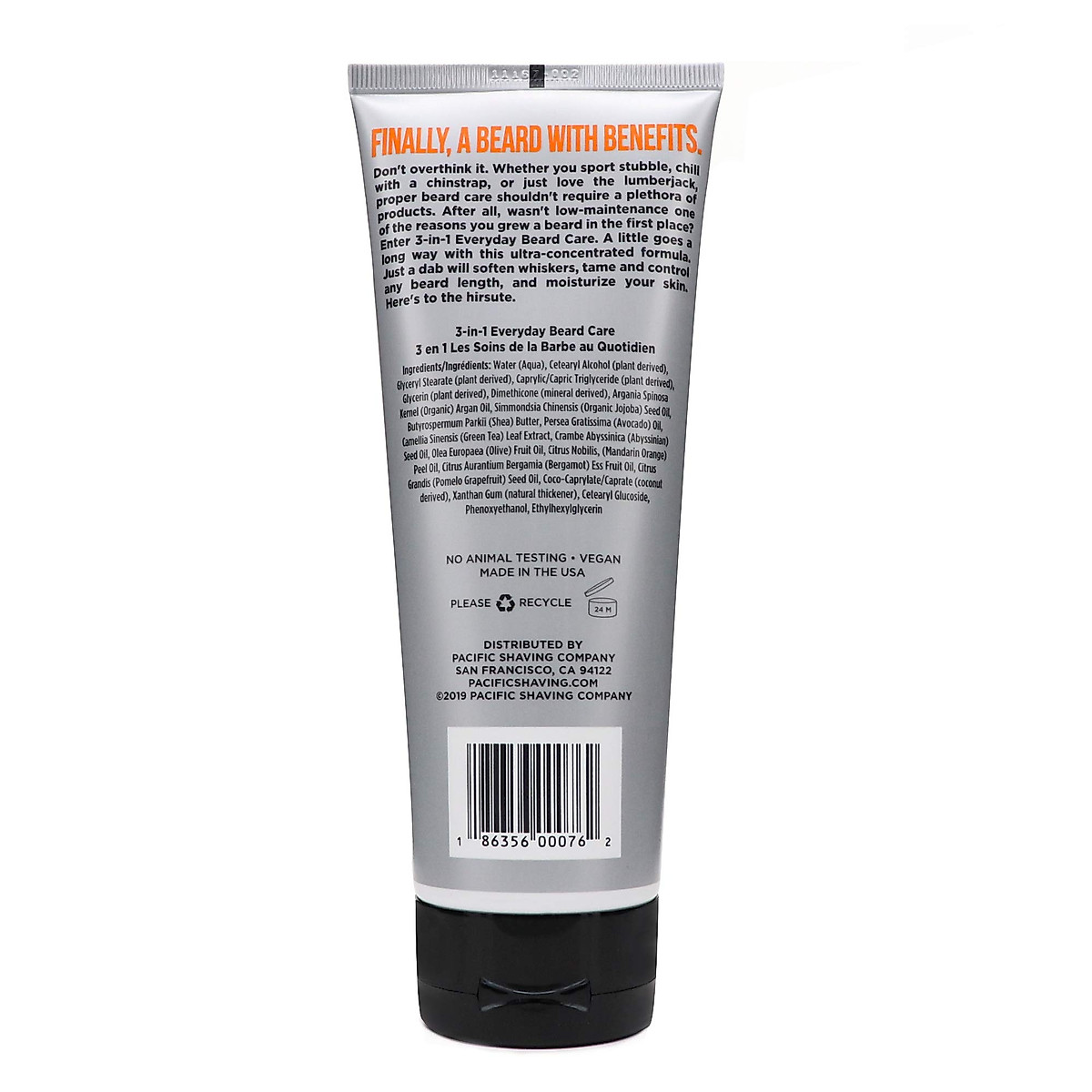 Pacific Shaving Company 3-in-1 Beard Care - Ultra-Concentrated Formula Softens Scruff, Conditions, Tames, and Moisturizes Skin for Any Beard Length - Clean Beard Grooming Products 7 Fl Oz (Pack of 2)