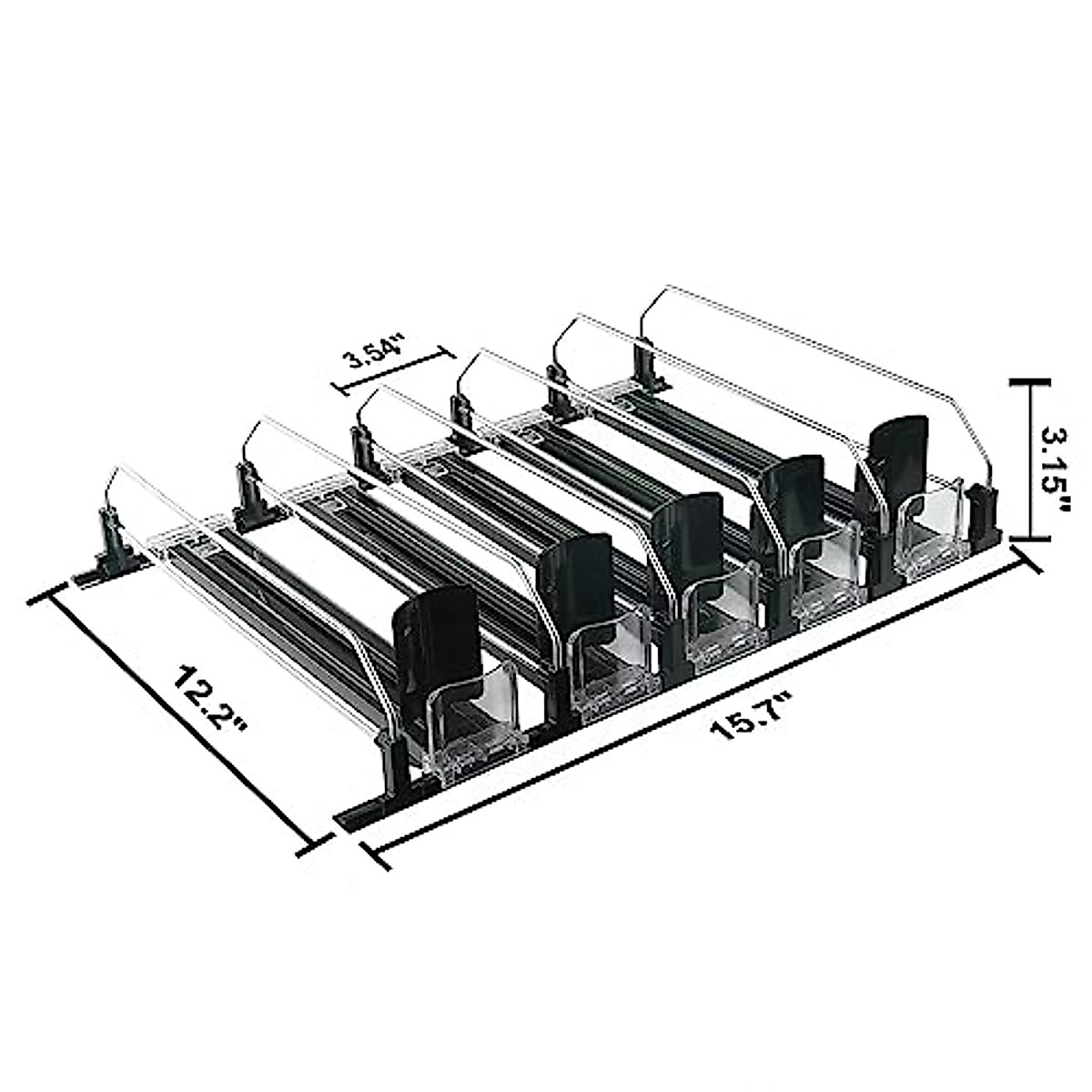 Drink Organizer For Fridge, Automatic Pusher Glide Refrigerator Drink Organizer Width Adjustable Beverage Soda Can Dispenser For 20cans Of 11.15/12/ 16/16.9oz For Pantry Kitchen