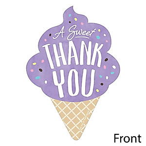 Big Dot of Happiness Scoop Up the Fun - Ice Cream - Shaped Thank You Cards - Sprinkles Party Thank You Note Cards with Envelopes - Set of 12
