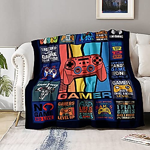 Aimego Gamer Throw Blanket, Gaming Controller Fleece Boys Blanket Game Gifts for Teens Boys Men, Wrinkle-Resistant Blankets Birthday Gifts for 2-10 Year Old, Colorful 50x60 Inch