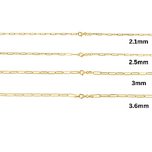 Floreo 10k Yellow Gold 2.5mm Paperclip Link Bracelet or Anklet, 10 inch