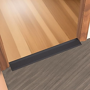4 inch Floor Transition Strip, 36" Threshold Ramp, Aluminum Exterior Door Thresholds for Wheelchair Access Wood Tile Vinyl Flooring, Extra Wide Metal Entrance Door Edge Trim, Black,1Pack