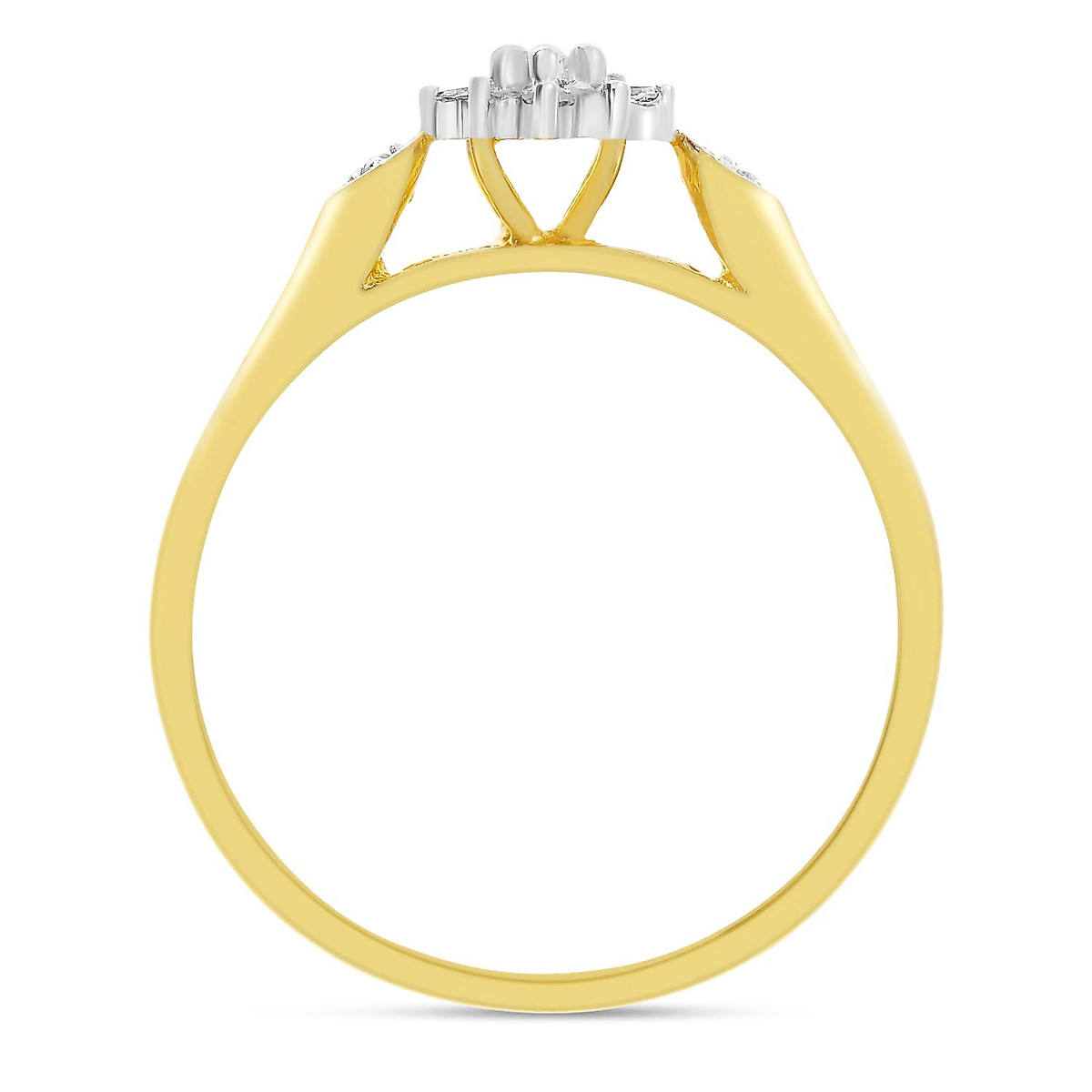 Direct-Jewelry 10K Yellow Gold Diamond Cluster Ring (Size 6)