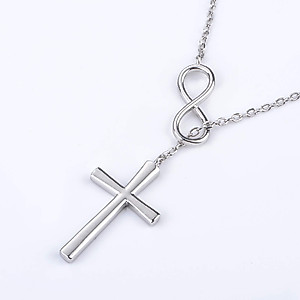 925 Sterling Silver Faith Hope Love Cross Pendant Necklace for Women Christian Birthday Christmas Jewelry Gift (Infinity Cross Necklace)
