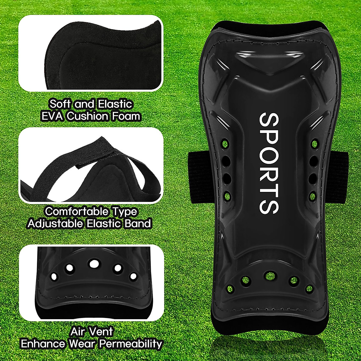 Soccer Shin Guards, 2 Pair Youth Soccer Shin Pads, Breathable and Lightweight Child Calf Protective Gear Soccer Equipment for 3-15 Years Old Boys Girls Toddler Kids Teenagers