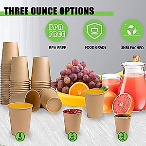 Lamosi 200 Pack 8 OZ Kraft Paper Cups, Brown Disposable Paper Coffee Cups, Unbleached Paper Cups for Hot/Cold Beverage Party Home Office