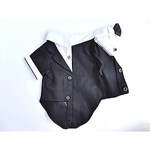 PAWSINSIDE Dog Tuxedo Pet Tuxedo Shirt with Black Bowtie Formal Suit Costume for Wedding Party (X-Large, Black-Collared)