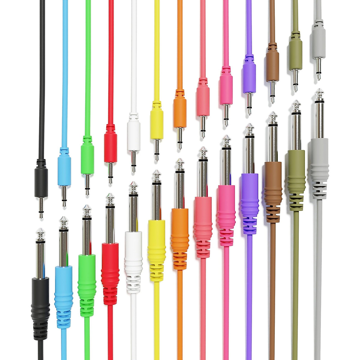 ExcelValley - Mono Patch Cables - TS 3.5mm 1/8" to 6.35mm 1/4" [6A-Pack | 150 cm - 59.06"]