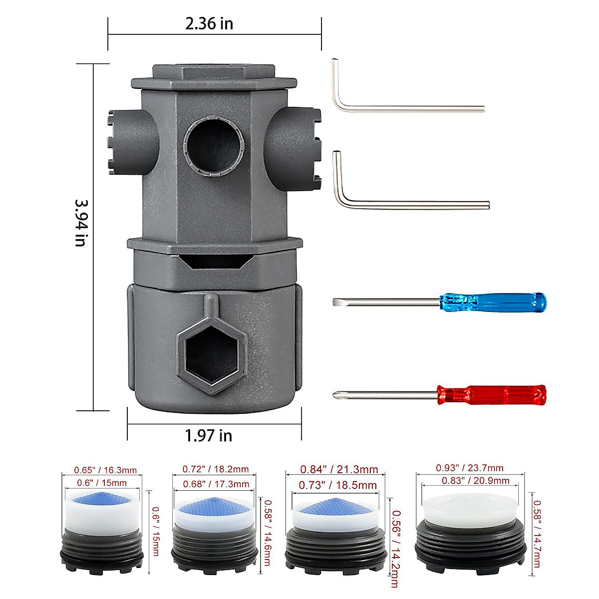 Faucet Aerator Removal Tool 16 in 1with Faucet Cache Aerators,Faucet Aerator Replacement for Sink,Aerator Key Removal Wrench, Water Saving Flow Restrictor Set for Bathroom or Kitchen