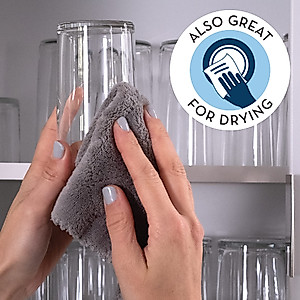 S&T INC. Kitchen Dish Cloths or Cleaning Towels, 9.5 Inch by 9.5 Inch, Grey and White, 12 Pack