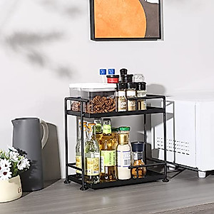 Butizone 2 Tier Bathroom Countertop Organizer, Counter Standing Rack, Kitchen Spice Rack, Vanity Cosmetic Holder, Under Sink Organizer for Bathroom, Kitchen, Living Room, Dressing Table, Office