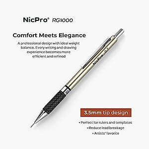 Nicpro 0.7 mm Art Mechanical Pencils Set in Storage Case, 3 PCS Metal Drafting Pencil Lead Pencil with 6 Tube HB Lead Refills, 3 Erasers, 9 PCS Eraser Refills for Artist Writing, Drawing, Sketching