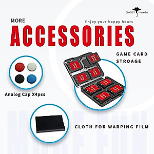 Ghost Manta 13 in 1 Accessories Kit Compatible with Nintendo Switch Earphone, Carry Bag, Tempered Glass, Game Card Storage, 2 Silicon Case, 4 Thumb Grips