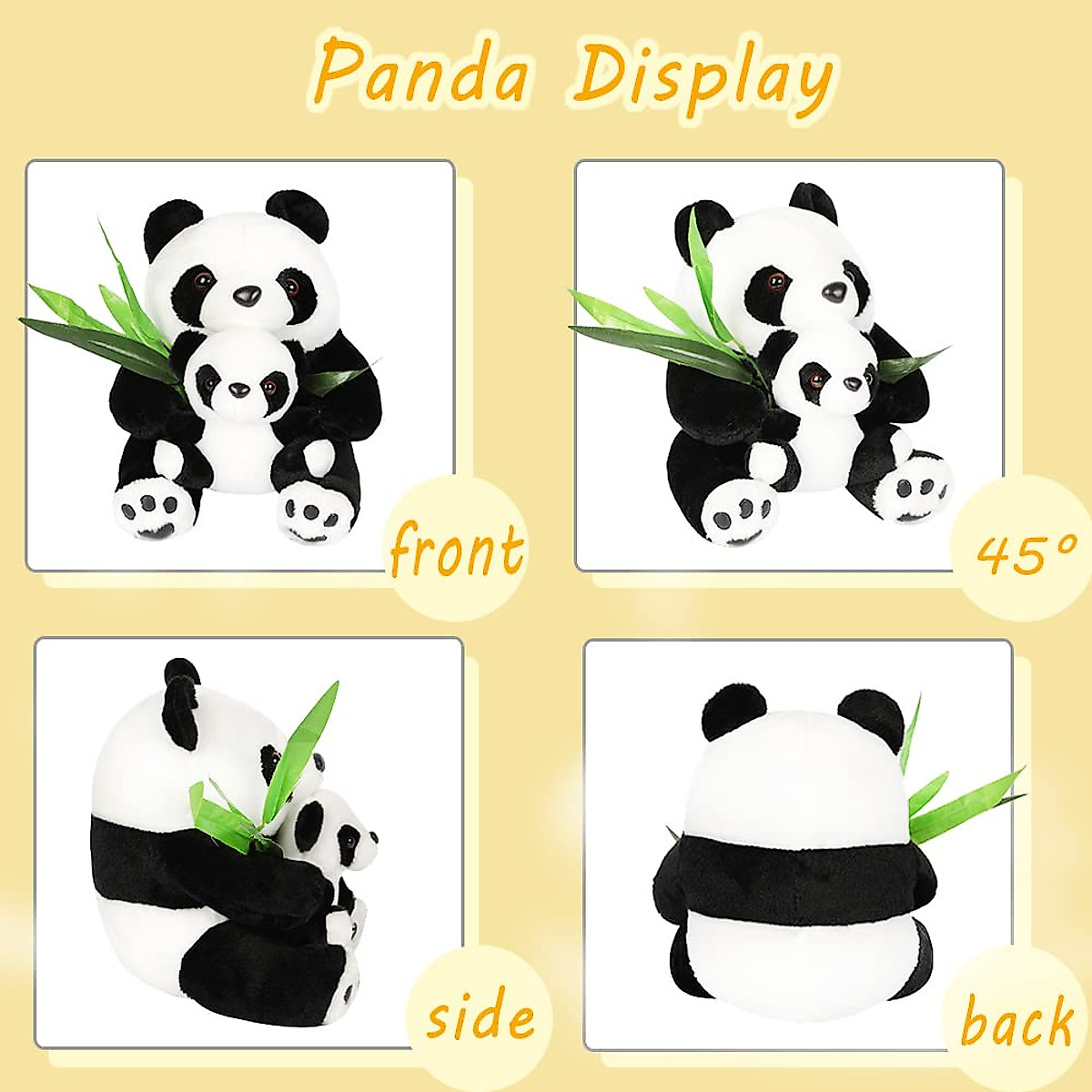 AIXINI 10" Plush Panda Stuffed Animals with Panda Baby Soft Toy, Native Mom & Baby Plush Bamboo Panda