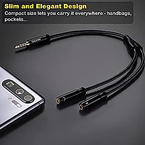 SOLMIMI Headphone Mic Splitter, TRRS Headset Splitter with Separate Headphone and Mic Jack, 3.5mm Combo Audio Adapter for Dual-Plug Headset Compatible to Xbox One, Smartphone, PC, Ps4-11inch(30cm)