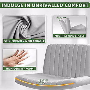 Waleaf Criss Cross Chair with Wheels, Wide Seat Cross Legged Office Chair Armless Ergonomic Office Chair for Home Office, Swivel Adjustable Fabric Wide Desk Chair, Computer Task Vanity Chair