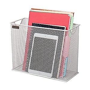 Mind Reader FILEBASK-WHT Metal Mesh Storage Letters, Documents, Folders, Office Organization, White File Basket