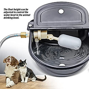 KHEARPSL Automatic Waterer Outdoor Dog Water Bowl Dispenser Stainless Steel Water Trough Auto Fill Water Bowl for Livestock Dogs Cattle Horse Pig Farm Animals (Black)
