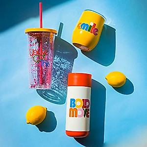 ban.do Hot Stuff Insulated Stainless Steel Thermal Mug, 16 Oz Travel Cup with Lid, Double Wall Tumbler, Bold Move