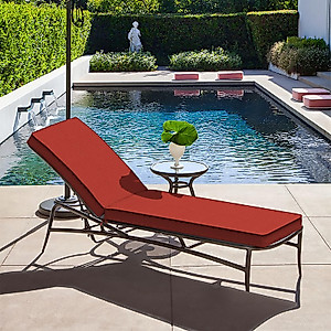 TWLEAR Outdoor Chaise Lounge Cushion for Patio Furniture 72 x 21 x 3 Inch, Water Resistant Patio Lounge Chair Cushion with Straps for Lawn Pool Furniture, 1 Pack, Olefin Brick Red