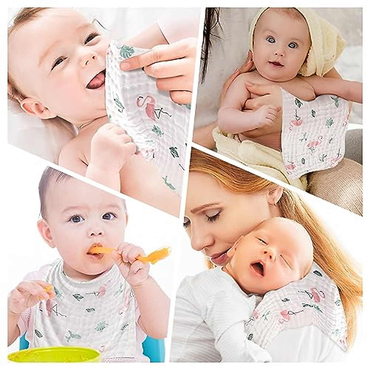 KOROTUS 10 Pack Muslin Burp Cloths for Baby - Ultra-Soft 100% Cotton Baby Washcloths - Large 20'' by 10'' Super Absorbent Spit Up Rags