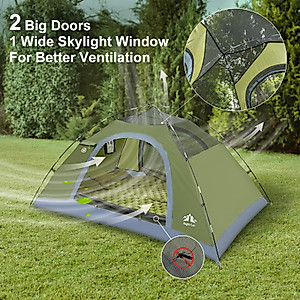 Night Cat Camping Tents 1 2 3 4 Persons with Unique Rainfly Backpacking Tent Easy Clip Setup Double Layers 2 Doors Waterproof Lightweight,Single-Size