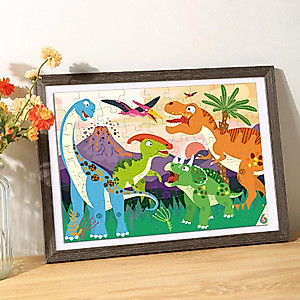 Dinosaur World Jigsaw Puzzle for Kids Ages 3-5 4-8 Year Old and Up，Jumbo 72 Piece Prehistoric Dinosaur Floor Puzzle Fancy Toddler Game Educational Toys Gift Box Boy and Girl