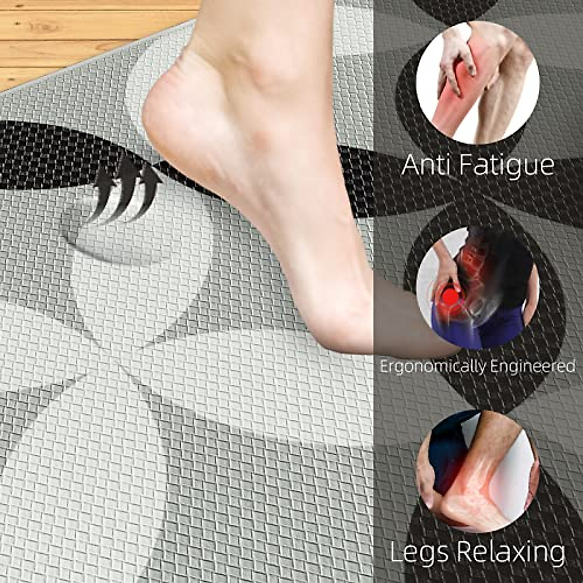 FITHOME Anti Fatigue Kitchen Mat, 2PCS Cushioned Mats for Kitchen Floor/Laundry Room/Office, Waterproof Comfort Rugs at Home (17.3'' x 47.2'' + 17.3'' x 29.5'')