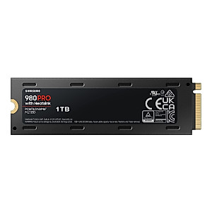 Samsung 980 PRO SSD with Heatsink 1TB PCIe Gen 4 NVMe M.2 Internal Solid State Hard Drive, Heat Control, Max Speed, PS5 Compatible, MZ-V8P1T0CW