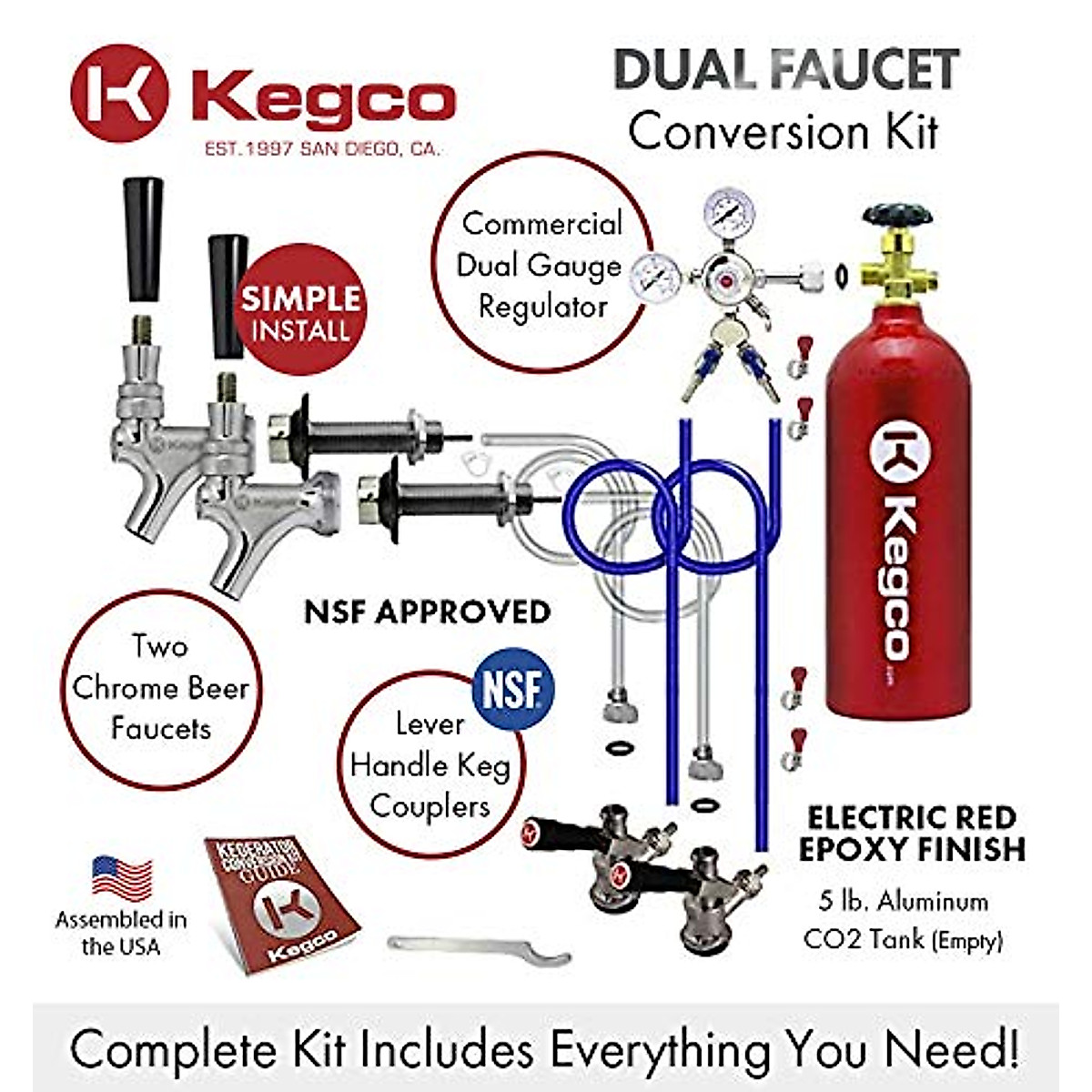 Kegco 3P2SCK-5T Kegerator Kit, 2-Tap, Chrome