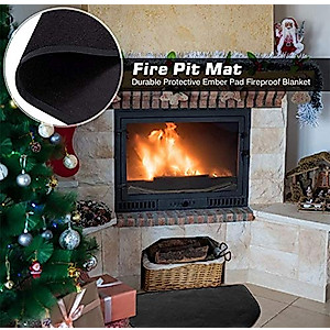 UCARE Fire Retardant Fiberglass Rug Durable Fireproof Protective Hearth Rug Indoor Fireplace Area Rugs Non Slip Mat for Chimney/Fire Pit/Brazier (L: 59.06x39.37in/ 150x100cm)