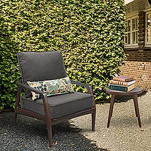 Aoodor 23” x 25.6” Patio Furniture Outdoor Deep Seat Single Chair Sofa Cushion Back Olefin Fabric Slipcover Sponge Foam - Charcoal Color Set of 2 (2 Back 2 Seater 2 Pillow )