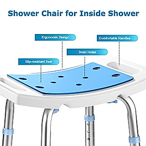 Aliseniors Shower Chair for Inside Shower - Nonslip Bath Shower Stool with Padded Seat Holes for Tub and Bathroom - Nonskid Comfortable Safe Bathing Bench for Senior Elderly Disabled and Handicap