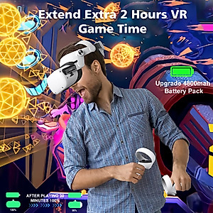 APZDY Battery Pack for Oculus Quest 2 4800mAh Rechargeable VR Battery Power Bank for Quest 2 Battery Accessories for Meta Quest 2 Extends 2+ Hours Playtime Compatible with Oculus/Meta Quest 2