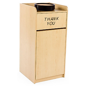 Restaurant Trash Can, Hinged Door, 36 Gallon, Tray Holder,"Thank You" Message (Melamine)