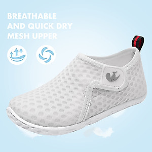 JIASUQI Baby Girls Boys Summer Water Skin Shoes Beach Sandals for Pool Surf Water Aerobics Dot White 12-18 Months