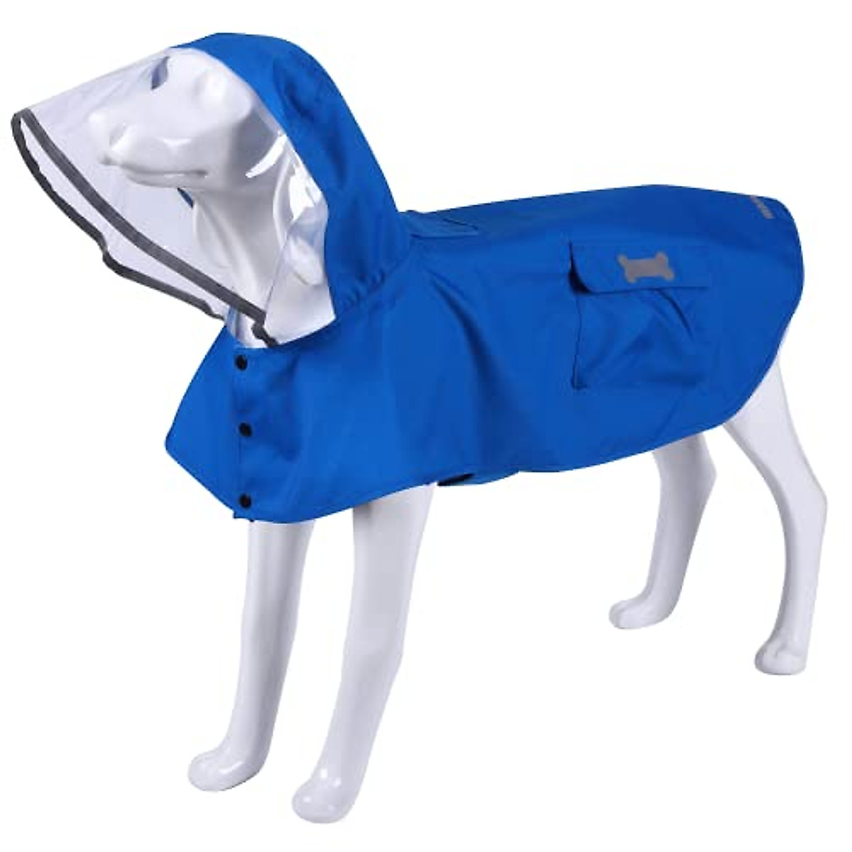 Waterproof Dog Raincoat, Adjustable Reflective Lightweight Pet Rain Clothes with Poncho Hood (Large, Blue)