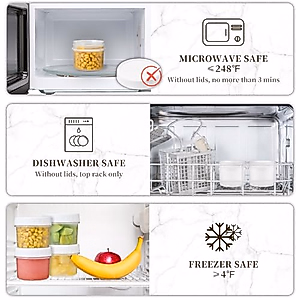 TUZAZO 5 Oz Food Storage Jars with Screw Lids (12-Count) BPA Free Small Plastic Freezer Containers for Sauce, Jam and Puree, Reusable Plastic Ice Cream Containers