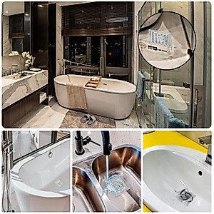 COMNICO Shower Drain Strainer Hair Catcher 4.8inch Stainless Metal Silicone Strainer Filter Cover Protector Bathtub Stopper for Bathroom Kitchen Floor Drain