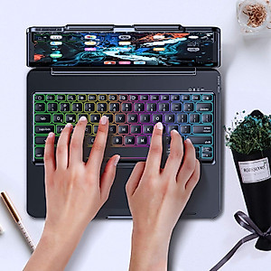 Touchpad Keyboard Case for iPad Pro 12.9 inch 2021 5th Generation / 2020 4th Gen / 2018 3rd Gen, iPad Pro 12.9 Case with Wireless Bluetooth Backlight Keyboard - Pencil Holder Included (Black)