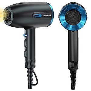 AIRYOMI Hair Dryer, 1875W Blow Dryer with Diffuser, Powerful Fast Dry Ionic Hair Dryer, Portable Hair Dryer, 3 Temps 2 Speed and Cold Settings, Black