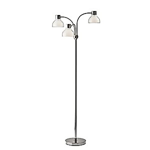 Adesso 3566-09 Presley 3-Arm Floor Lamp, 69 in, 3 X 40W Incandescent/ 13W CFL, Polished Nickel, 1 Indoor Lighting