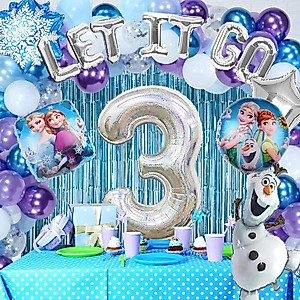 13 PCS Frozen Birthday Party Decorations-Snowman Birthday Party Balloons, Frozen Themed Birthday Party Foil Balloons for Children 3rd Birthday Party
