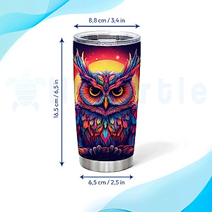 Hyturtle Personalized Owl Lovers Tumbler - Owls Print Custom Name Stainless Steel Coffee Tumbler 20 oz With Lid - Idea Owl Lover, Animal Lover Gifts For Women, Mom, Daughter For Birthday, Christmas