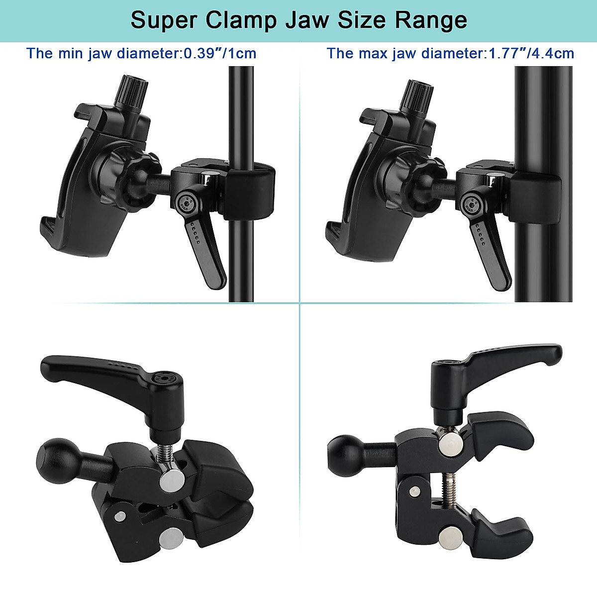 Mippko Phone Holder for Golf Cart/Microphone Stand/Shopping Cart/Railing/Handlebar/Rod,Fit for 3.5~7.5 inch iPhone/Nexus/HTC/LG/Smartphone,360°Adjustable Clip Aluminum Alloy Mount