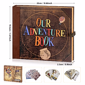 Our Adventure Book Travel Diary Photo Book,Scrapbook, Photo Album,Retro Style Travel Souvenir, Vintage Guestbook DIY Anniversary Wedding Travel Writing Baby Friend Gift, Valentine's Day Gift(Ball)