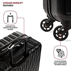 SwissGear 8018 Hardside Expandable Luggage with Spinner Wheels, Black, Checked-Large 27-Inch