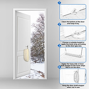 NABOWAN 32" Weighted Under Door Draft Stopper -Triangular Door Draft Blocker with Hook Loops for Easy Install, Save Energy, Home Room Essentials