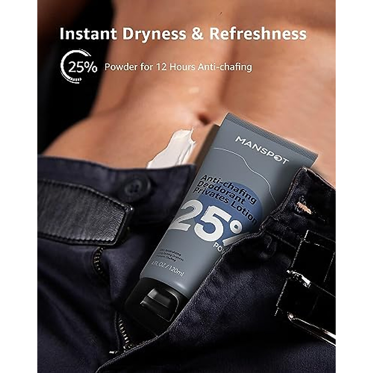 MANSPOT Deodorant Men for Ball Groin Armpit, Anti Chafing Deodorant Privates Ball Lotion/Powder for Men, Neutralize Odor, Anti-irritant, Keep Dryness & Against Sweat Odor, Safe for Whole Body, 4oz