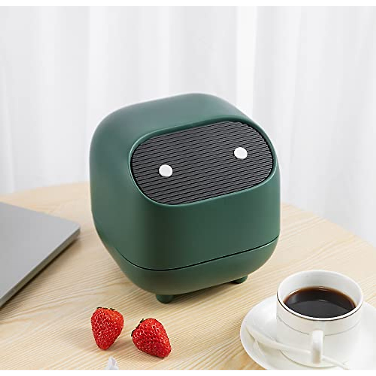 Yuzita Mini Trash Can with Lid Desk Small Plastic Trash Can Countertop Trash Can for Bathroom Dresser, Desk, Office or Coffee Table, with 100 Trash Bags (Green)